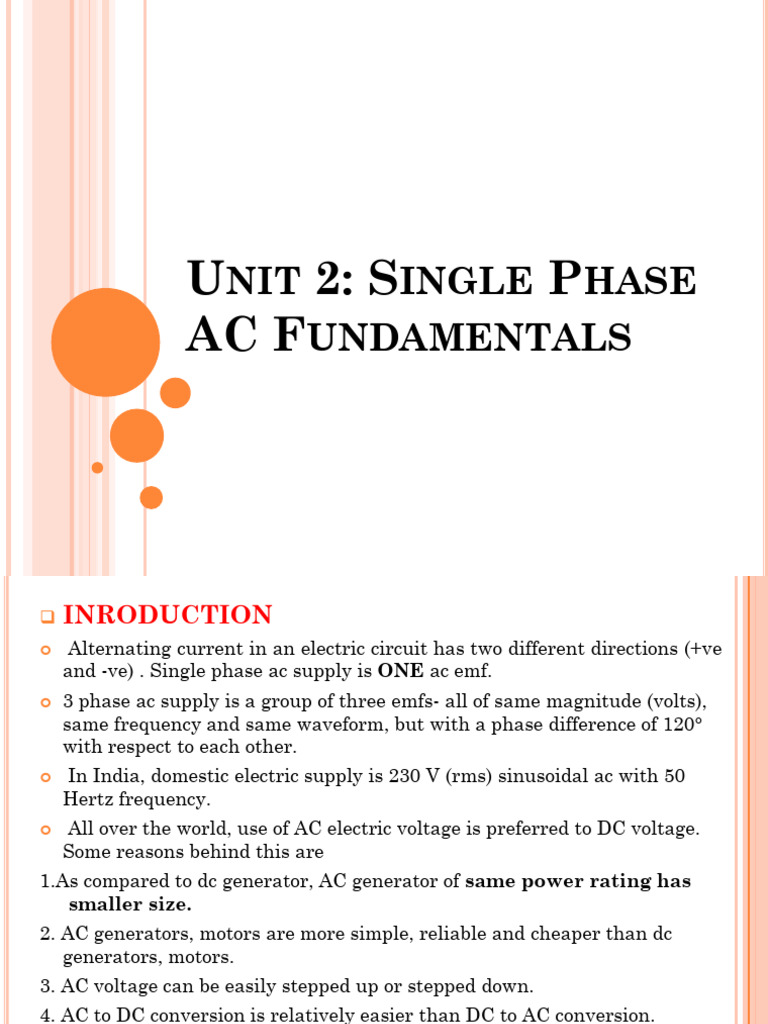 Single Phase AC Fundamentals | PDF | Ac Power | Alternating Current