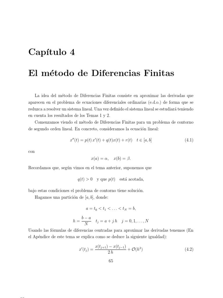 El Metodo de Diferencias Finitas | PDF | Diferencia finita | Linealidad