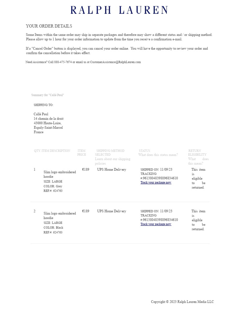 Facture Ralph Lauren | PDF