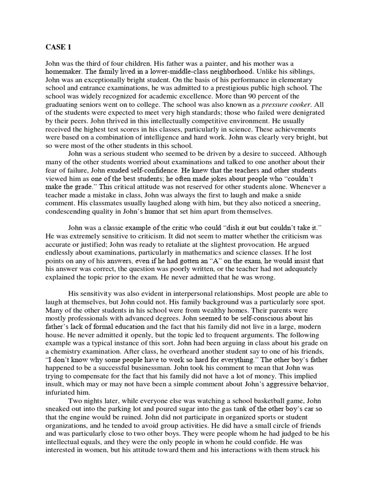 Cia 1-Case Vignette | PDF | Shyness | Anxiety