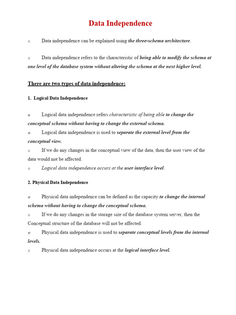 Data Independence & Database Languages | PDF | Databases | Information Management