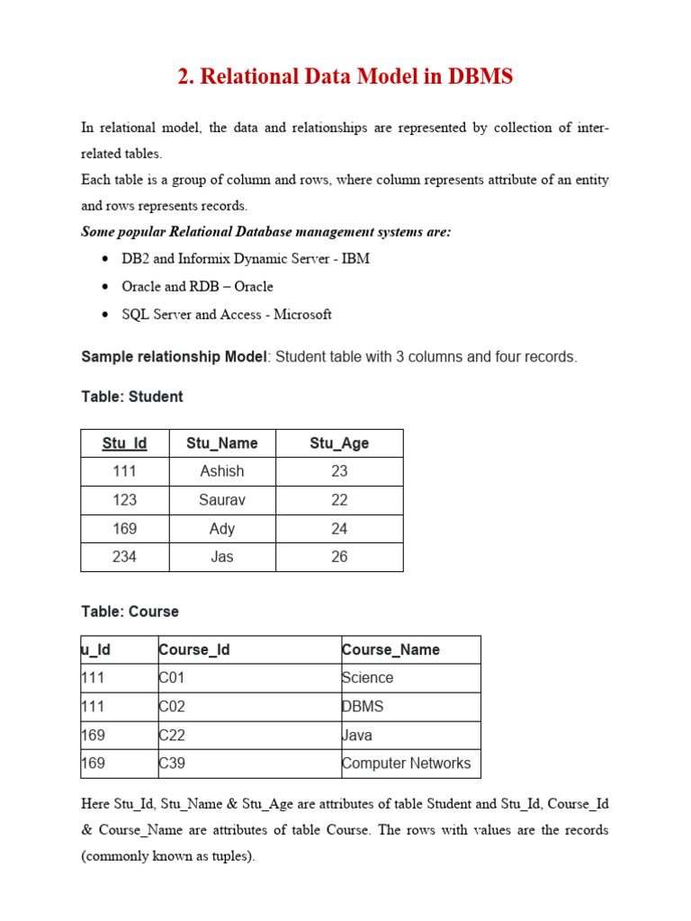 5.2 Data Models - Relational Model | PDF | Relational Database | Relational Model