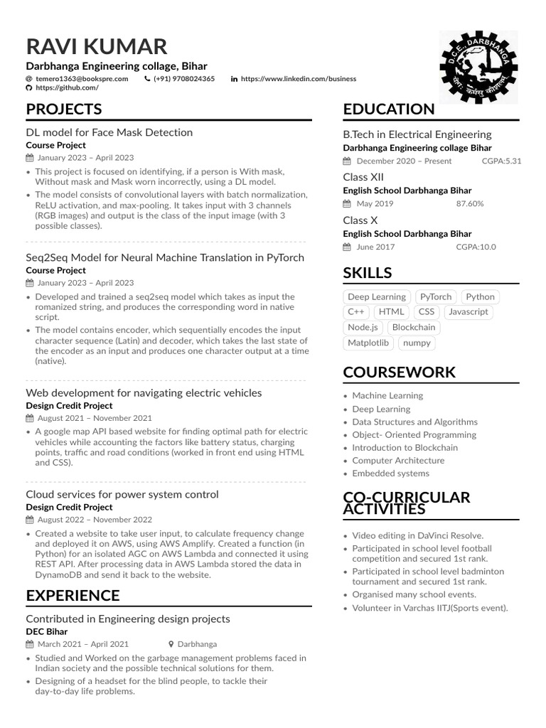 B20EE004 Resume Test | PDF | Deep Learning | Computing