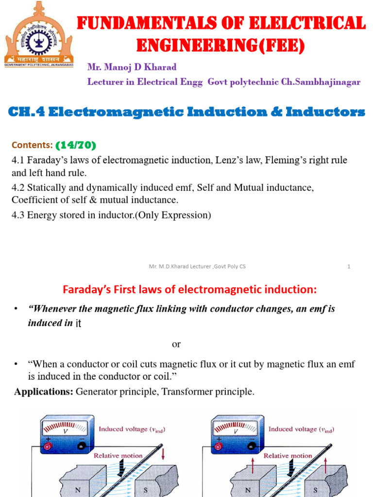 Ee Fee CH.4 Electro Magnetic Induction & Inductor | PDF | Electromagnetic Induction | Inductance