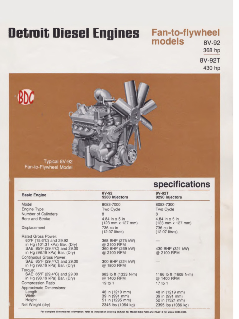 8v92 Specs | PDF