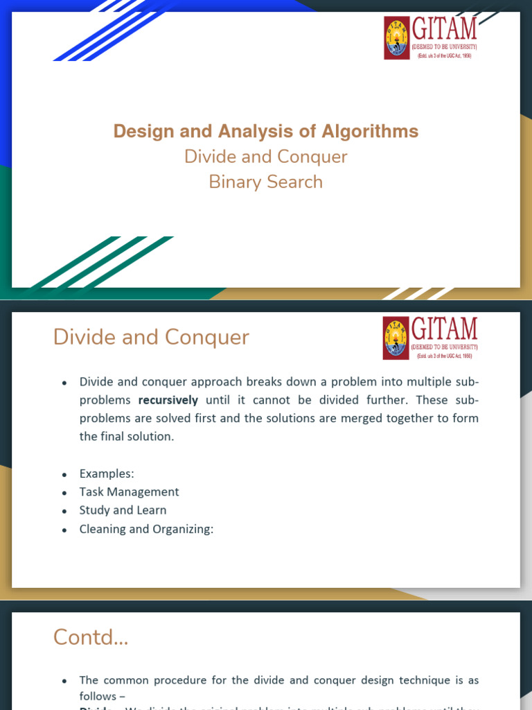 DAA - DAC - Basic - BinarySearch | PDF | Computer Engineering | Computational Science