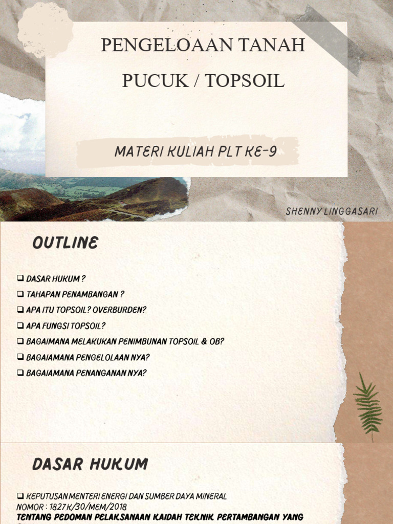 MATERI 9. PENGELOLAAN TANAH PUCUK - Compressed-2 - Compressed | PDF