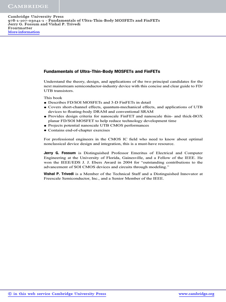 Finfets | PDF | Mosfet | Field Effect Transistor
