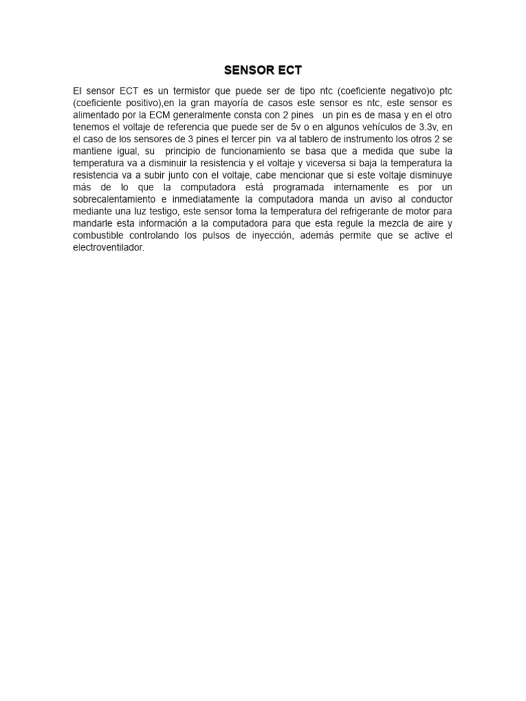 Diagrama y Funcionamiento Sensor ECT 3 Pines | PDF | Resistencia ...