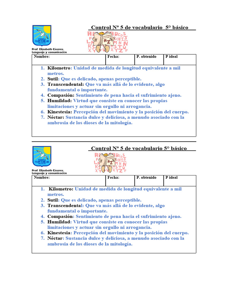 Vocabularios Octubre | PDF