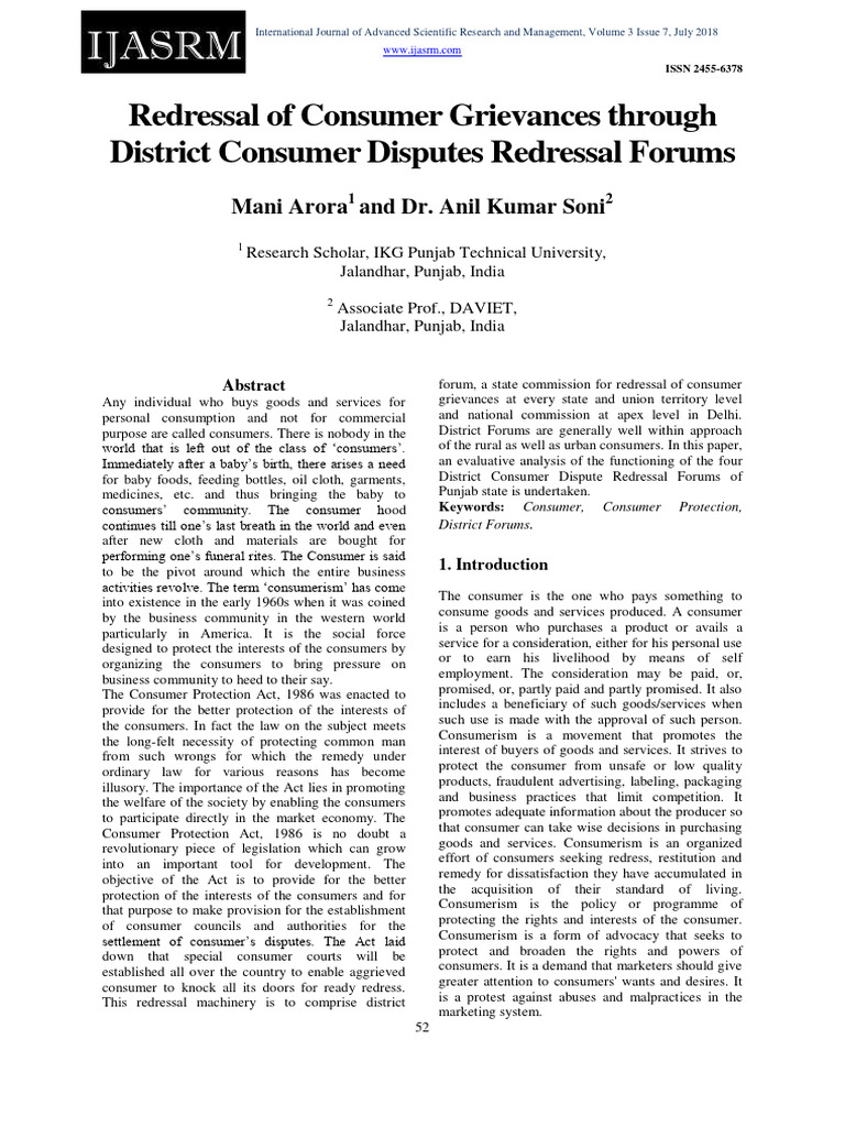 Consumer Grievance Redressal | PDF | Consumer Protection | Complaint