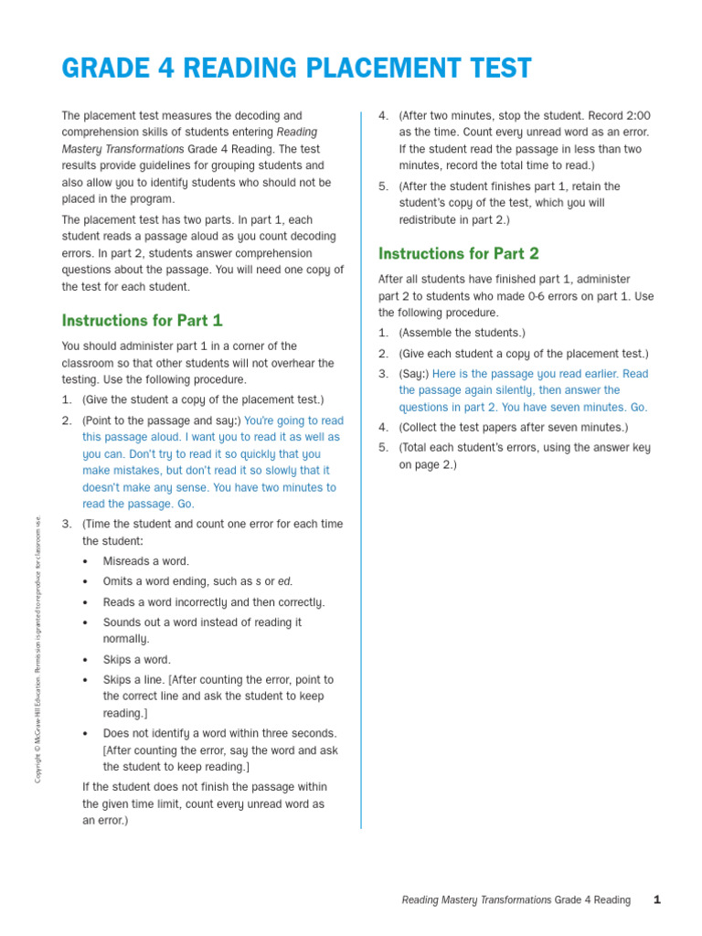 Literacy Placement Test | PDF | Underwater Diving | Reading Comprehension