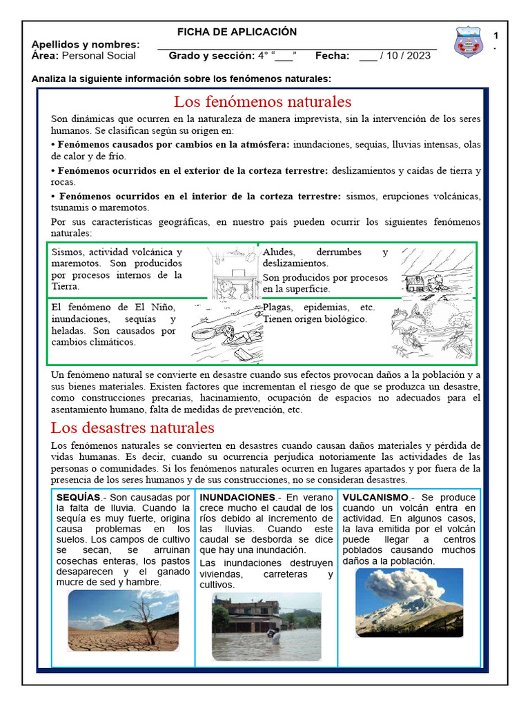 Actividades sobre desastres naturales para niños | PDF | Sequía | Temblores