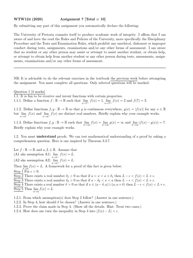 Assignment 7 | PDF | Mathematical Proof | Mathematical Concepts
