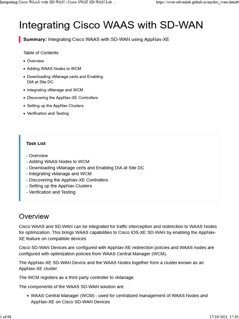 Integrating Cisco WAAS With SD-WAN | PDF | Ip Address | I Pv6