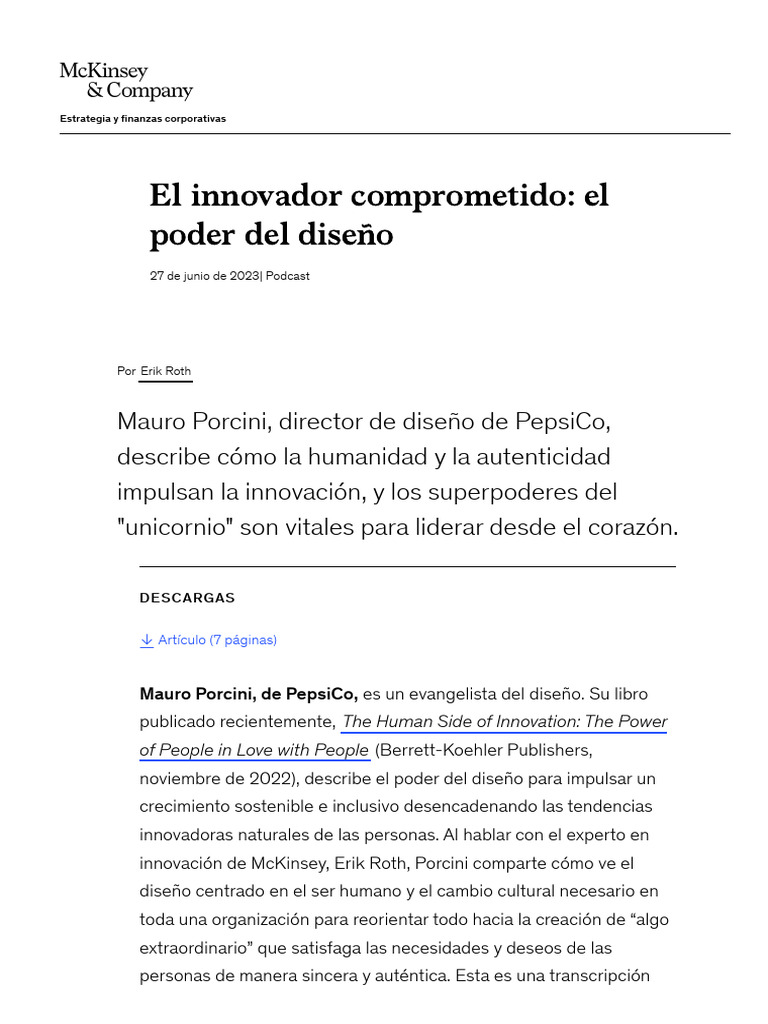 El Innovador Comprometido_ El Jefe de Diseño de PepsiCo, Mauro Porcini ...
