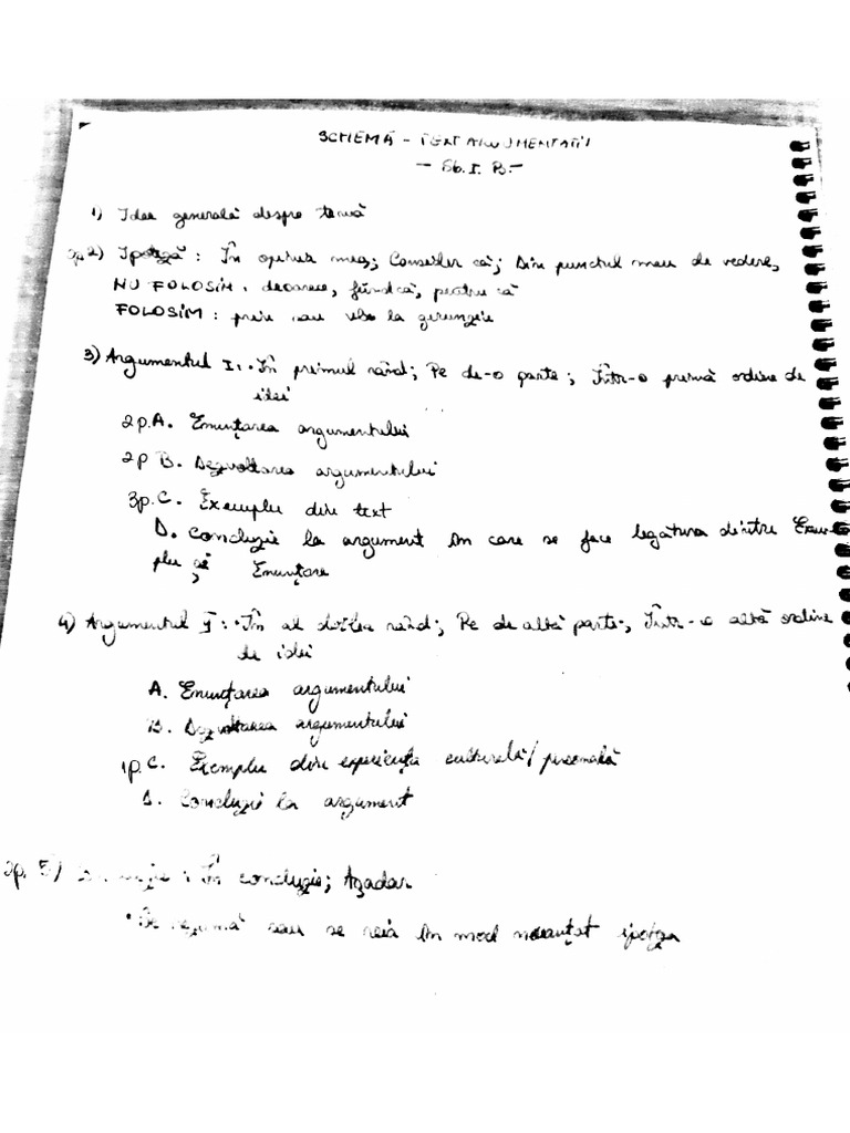 Schemă-text argumentativ(Sb. I B) | PDF
