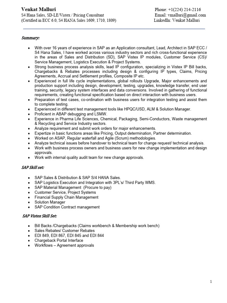 Dice Resume CV Venkat Malluri | PDF | Business Process | Logistics