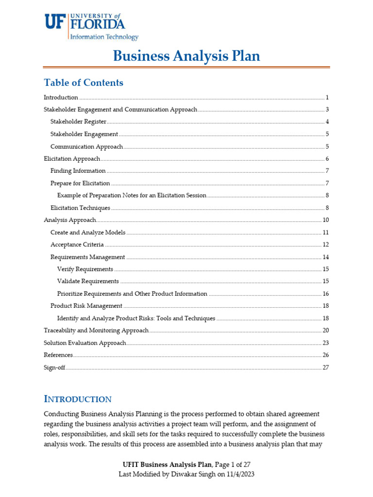 Business Analysis Plan | PDF | Conceptual Model | Business Analysis