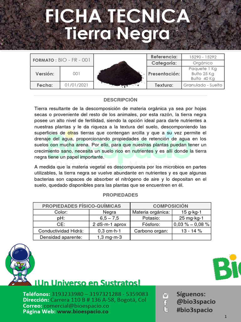 Ficha Tecnica Tierra Negra | PDF | Suelo | Agua