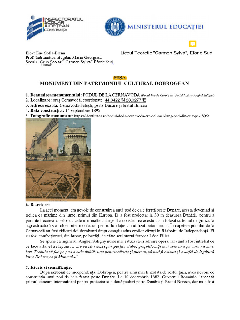 Anexa 3 REGULAMENT Concurs Patrimoniul Culturaal Dobrogean - Proiect Județean | PDF