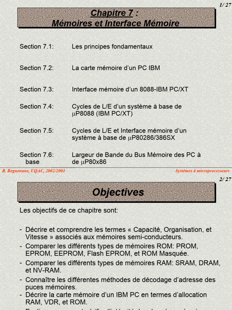 Cours Up Beguenane 6 | PDF | Mémoire (informatique) | Mémoire vive
