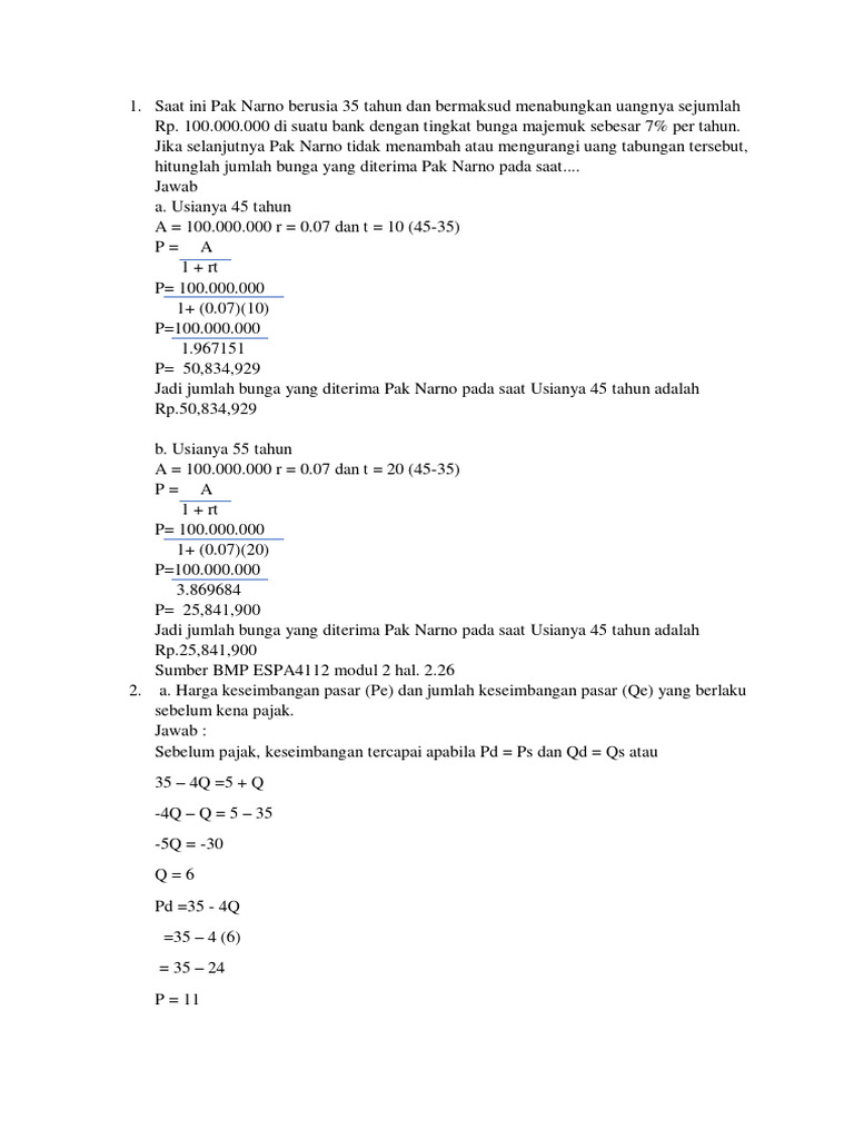 THE Matemetika Ekonomi ESPA4122 | PDF