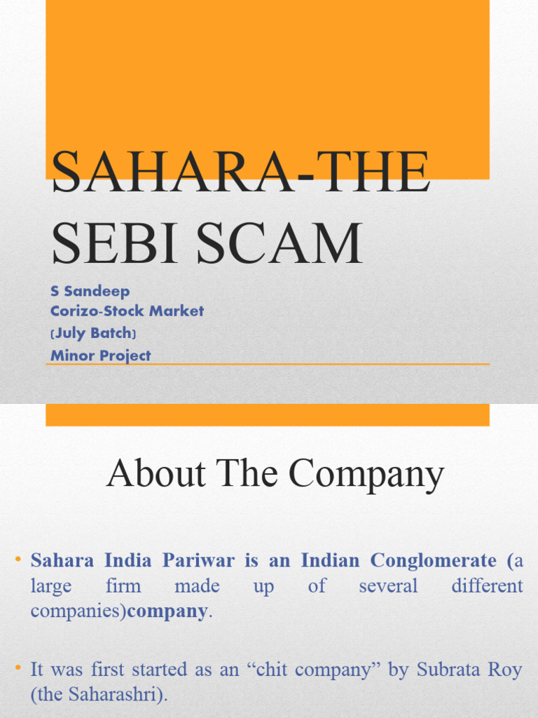 SAHARA-SEBI Case (Minor Project-Stock Market) July Batch | PDF ...