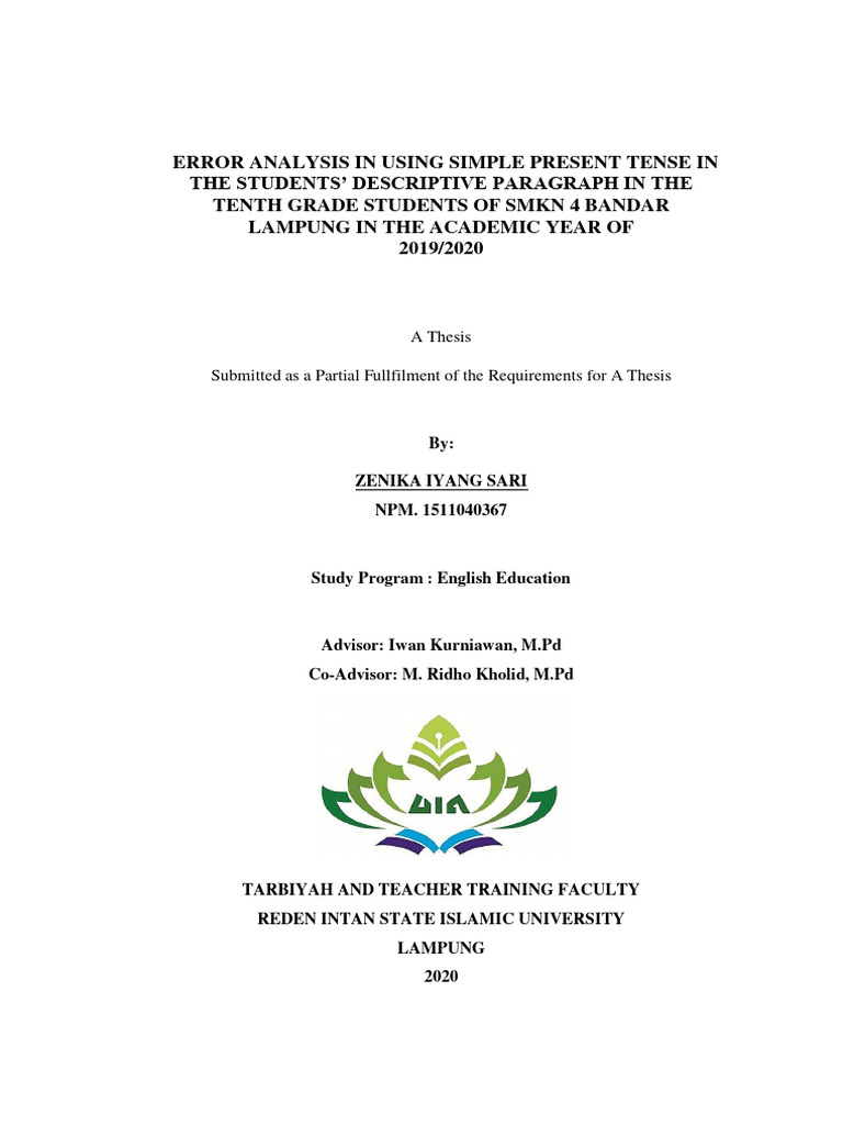S3 Error Analysis In Using Simple Present Tense In Dt Pdf