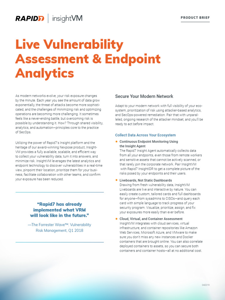 Rapid7 Insightvm Product Brief 1 | PDF | Vulnerability (Computing ...