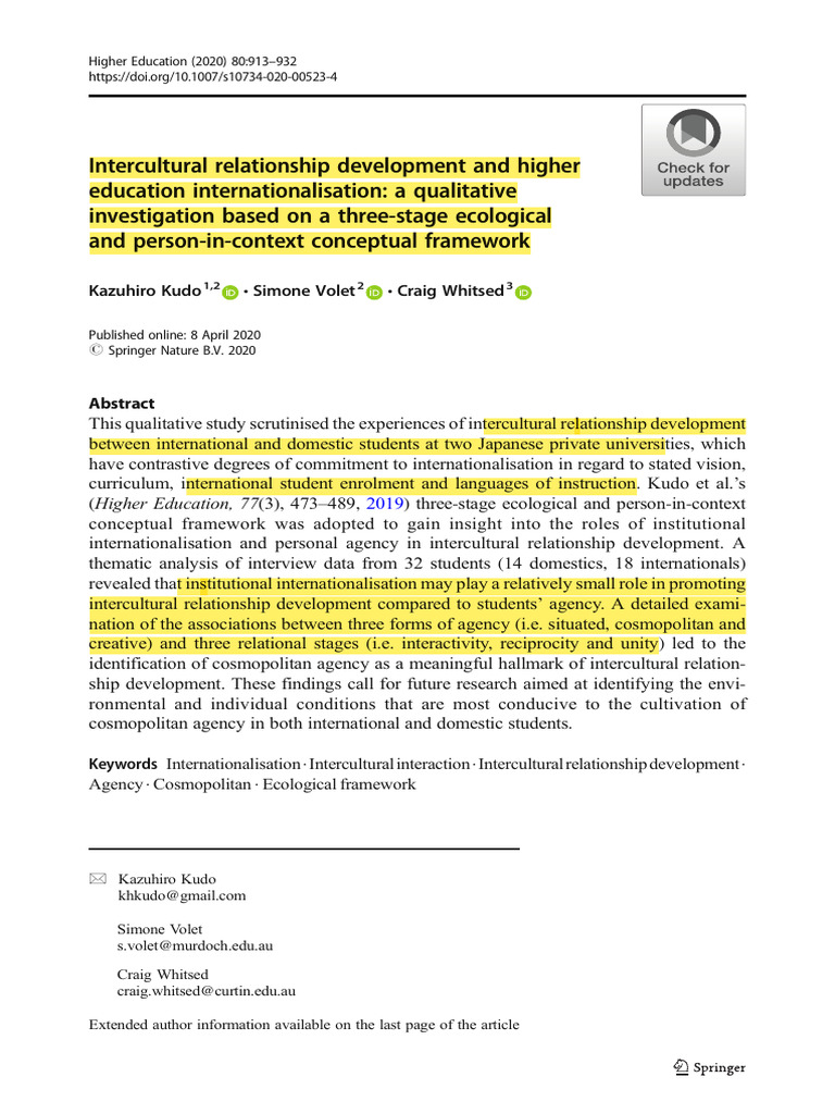 Intercultural Relationship Development and Higher | PDF | Cross ...