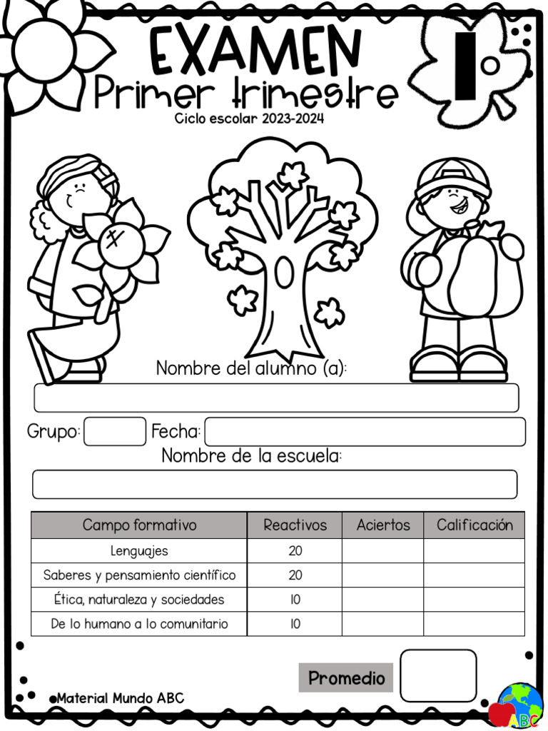 Examen Primer Grado Primer Trimestre 2025 | PDF | Artes del Lenguaje y ...