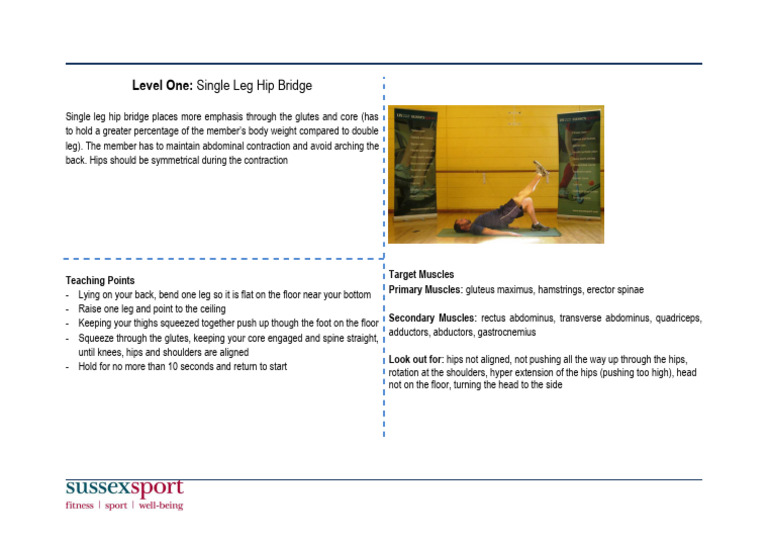 Single Leg Hip Bridge Technique Guide | PDF