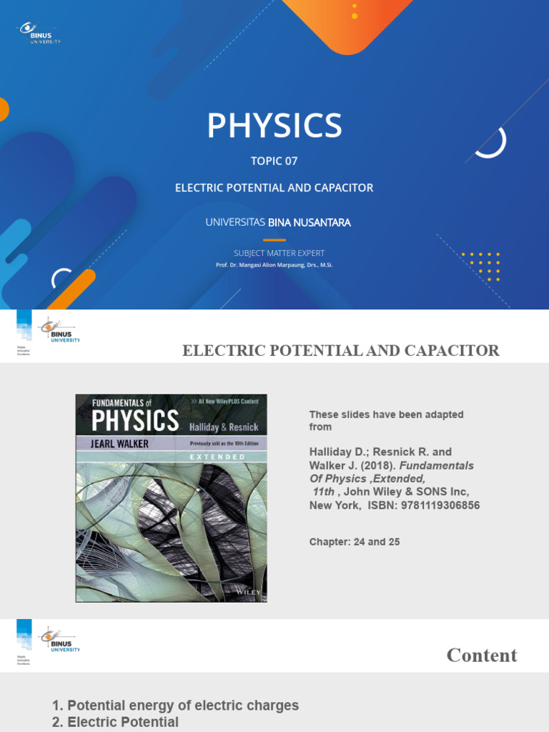 Electric Potential & Capacitors Guide | PDF | Capacitance | Capacitor
