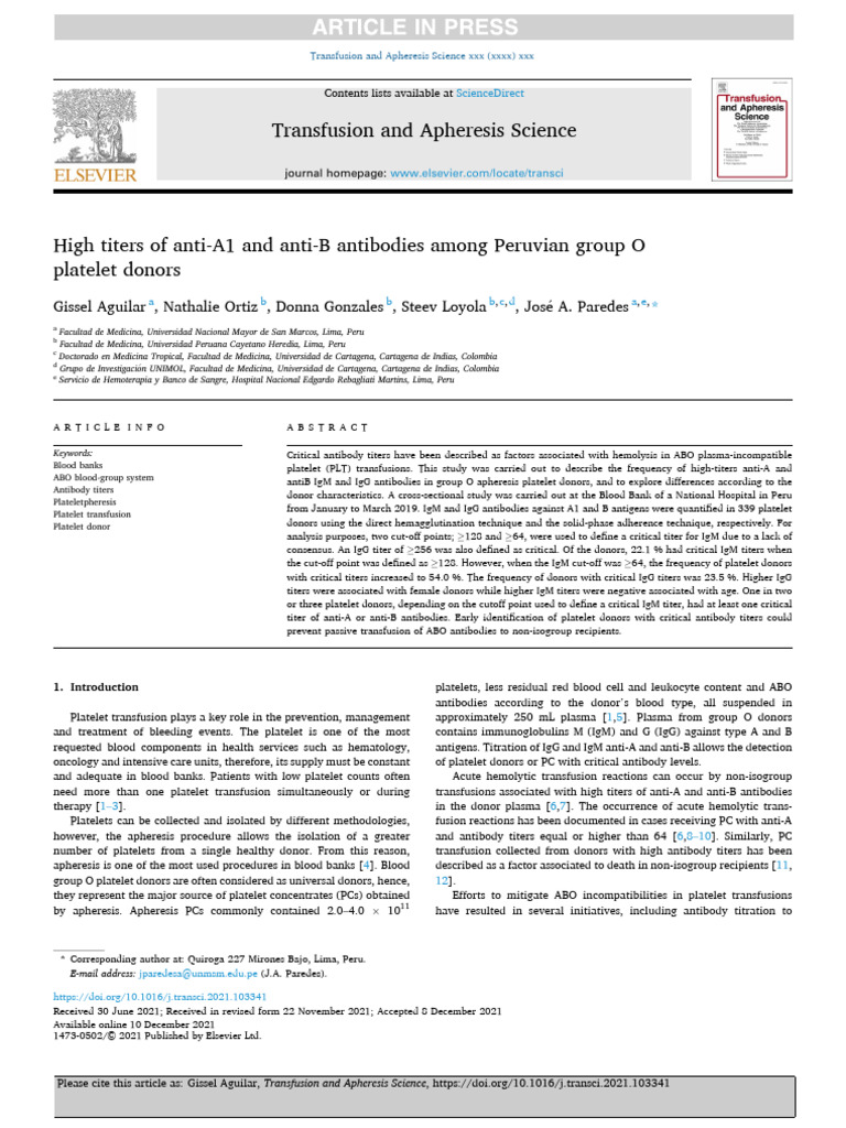 Paper High Titers O | PDF | Blood Transfusion | Blood Type
