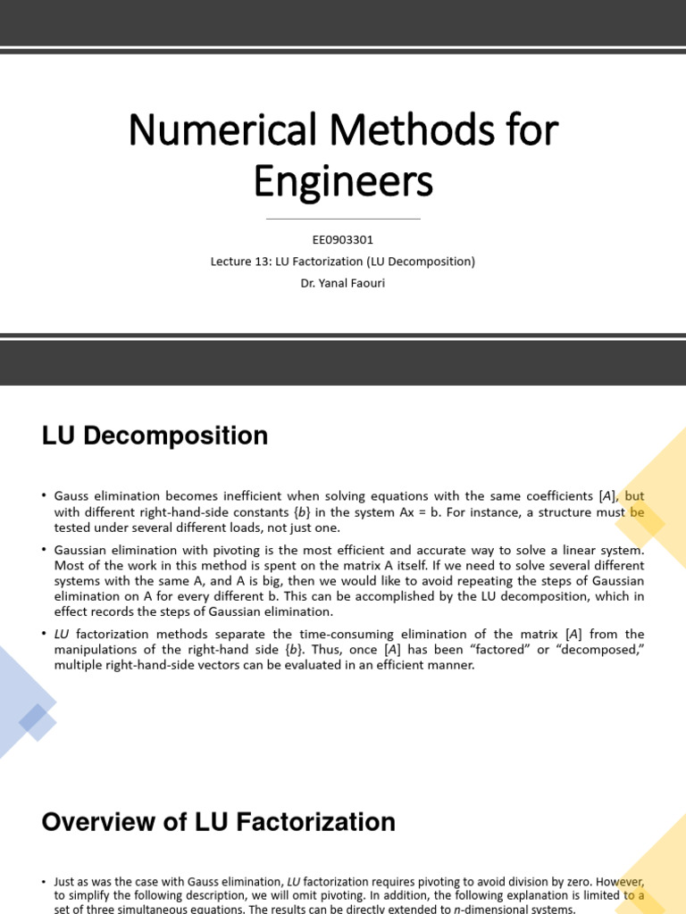 Lecture 13 | PDF | Matrix (Mathematics) | Factorization