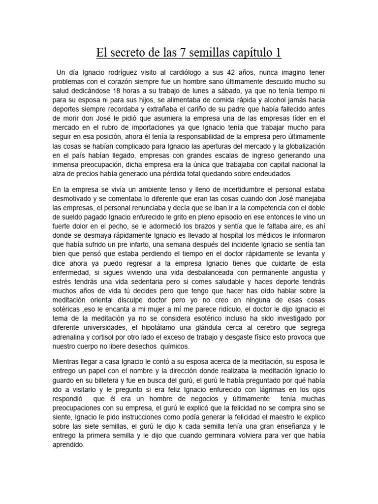 El Secreto de Las 7 Semillas Capítulo 1 | PDF