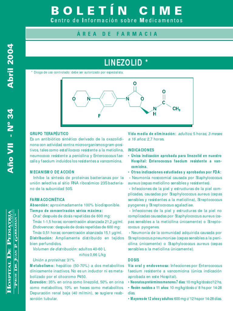 Linezolid | PDF | Especialidades Medicas | Medicina CLINICA