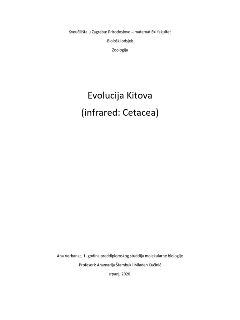 Evolucija Kitova (Infrared: Cetacea) | PDF