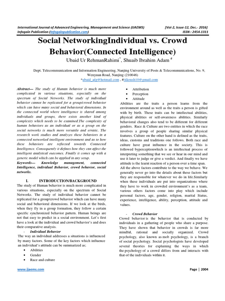 11 IJAEMS-DEC-2016-5-Social Networking Individual vs. Crowd Behavior (Connected Intelligence ...