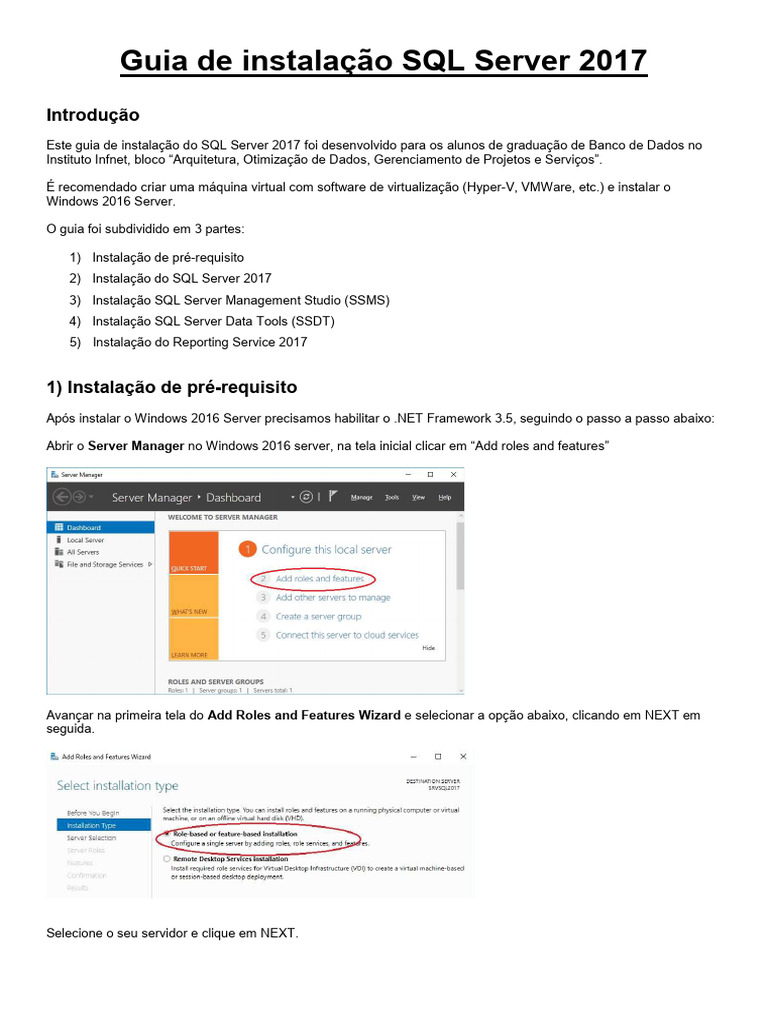 Guia Instalacao SQL 2017 - Bloco Arquitetura de Dados | PDF | Microsoft SQL Server | SQL