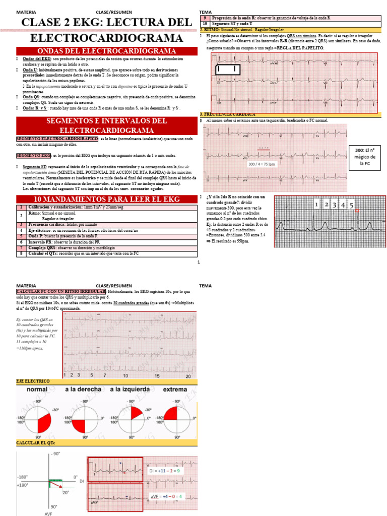 Clase 2 Ekg. Lectura Del Ekg | Descargar gratis PDF | Electrocardiografia | Cardiología