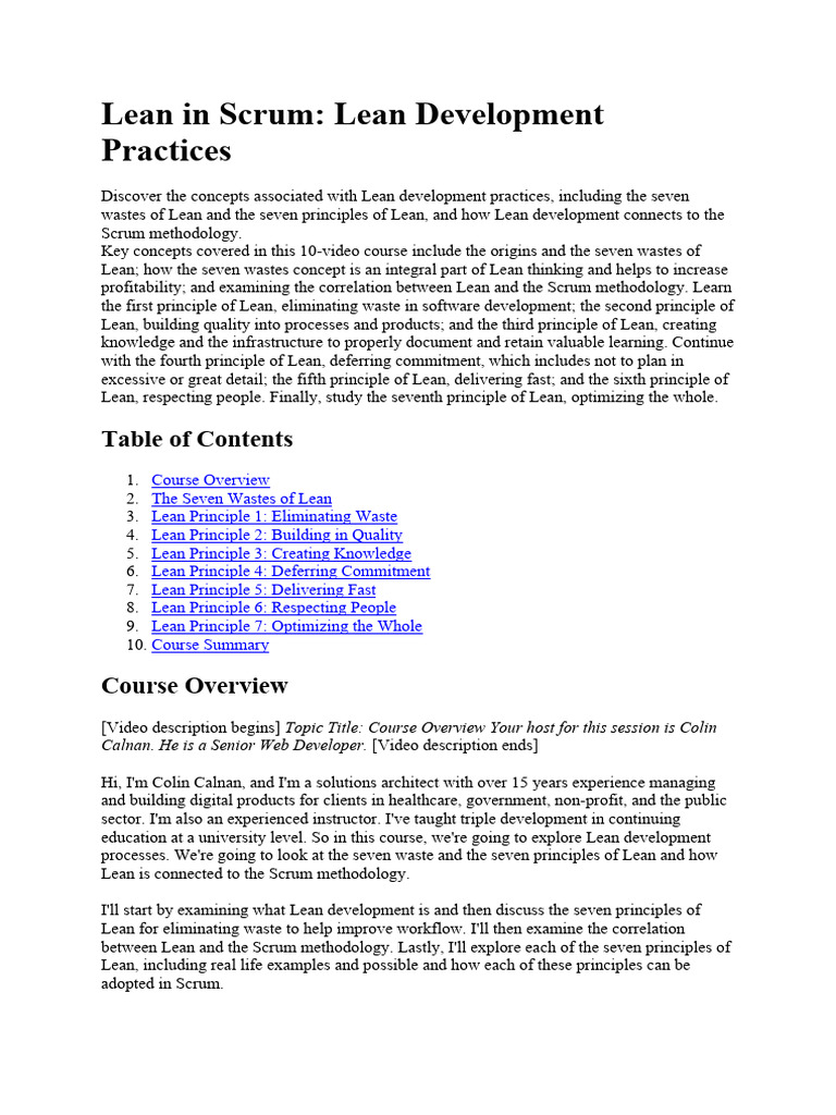 01.02-Lean in Scrum Lean Development Practices | PDF | Lean ...