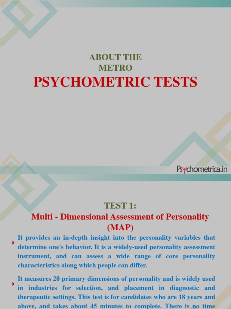 Psychometric Tests | PDF | Memory | Psychometrics