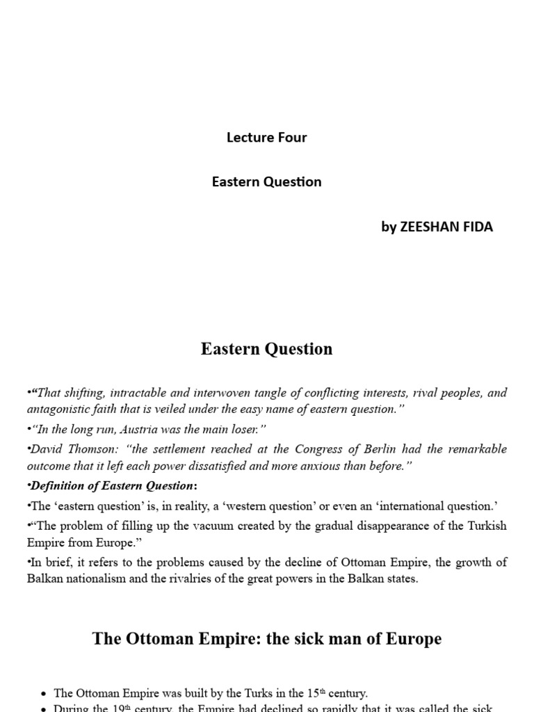 Eastern Question Lecture 4 | PDF | Crimean War | Ottoman Empire