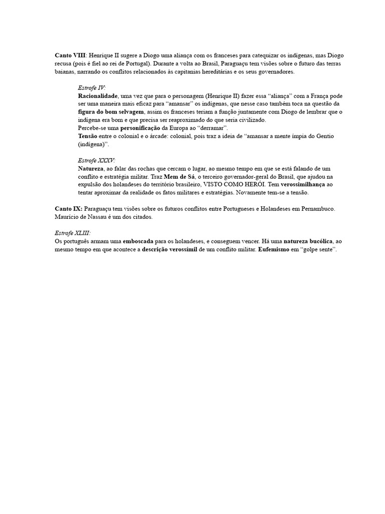 Análise de cantos da obra Caramuru de Santa Rita Durao | PDF