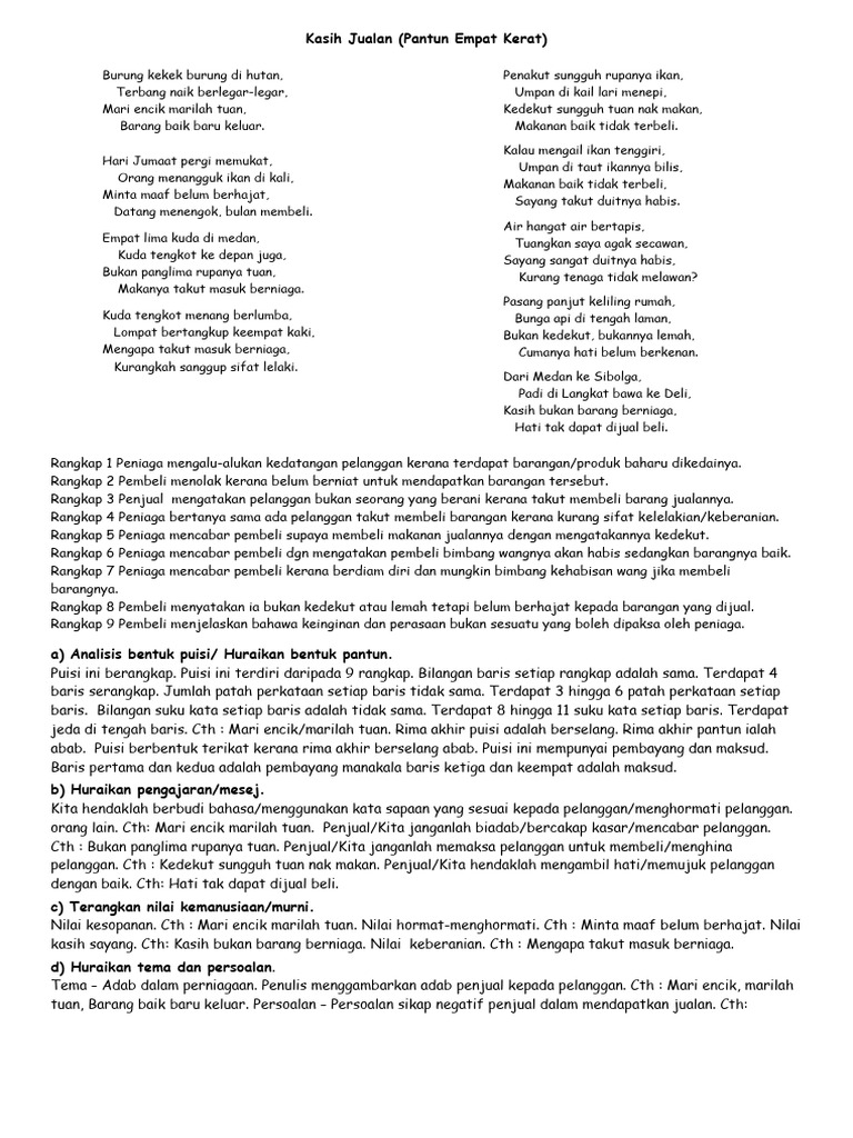 PANTUN EMPAT KERAT Final 2021 | PDF