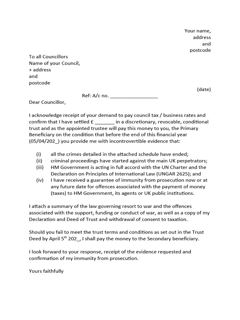 02c Council Tax Witholding Letter 1 | PDF