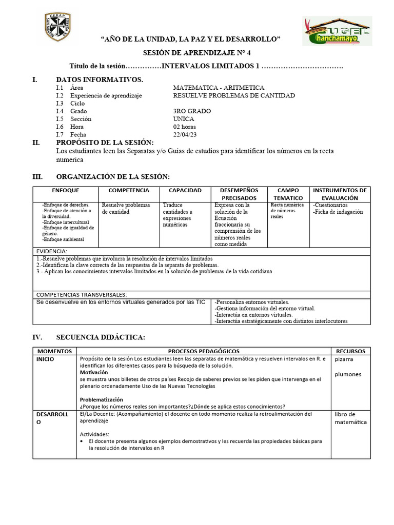 SESION 4ta CLASE - 3ro | PDF | Número Real | Aprendizaje