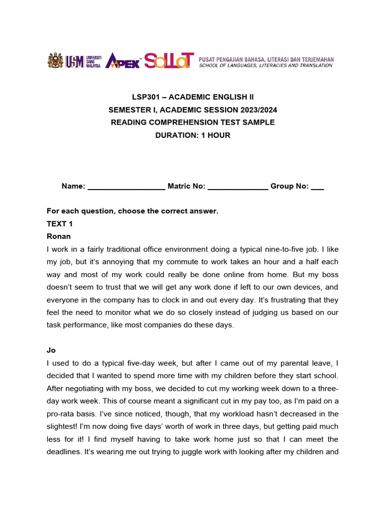 Grade 8 Reading Assessment Sample | PDF | Cash | Millennials